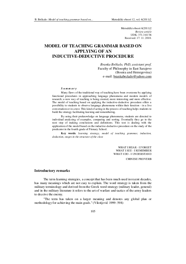 (PDF) Model of Teaching Grammar Based on Applying of an Inductive ...