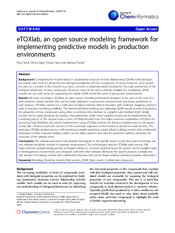 (PDF) eTOXlab, an open source modeling framework for implementing predictive models in ...