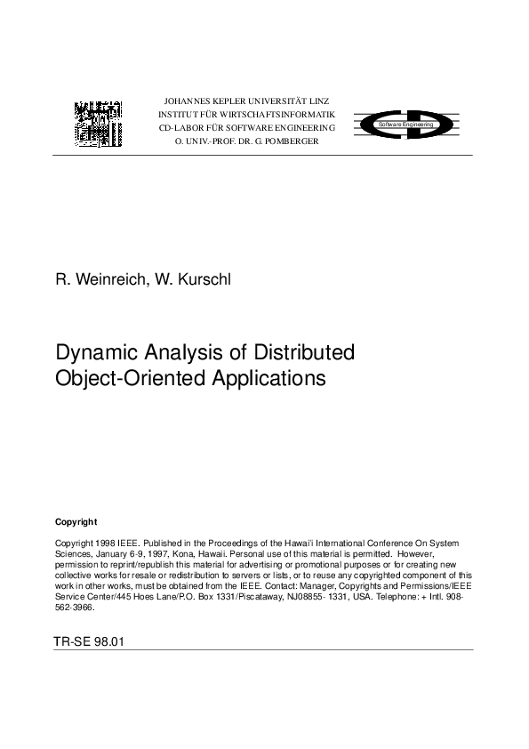 (PDF) Dynamic Analysis of Distributed Object-Oriented Applications