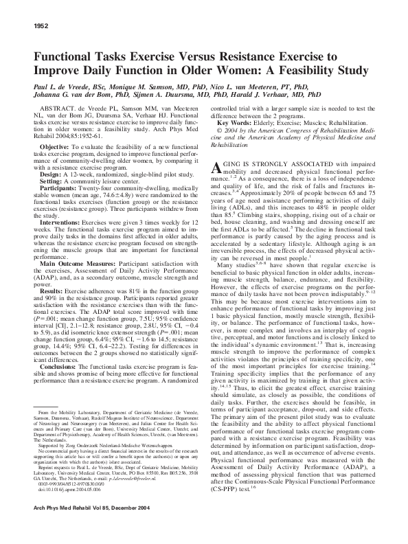 (PDF) Functional tasks exercise versus resistance exercise to improve daily function in older ...