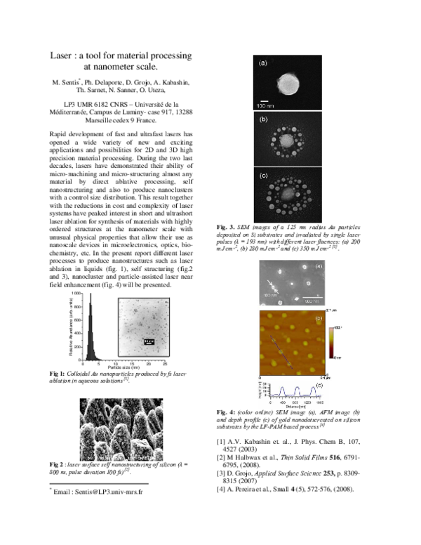 (PDF) Laser : a tool for material processing at nanometer scale | Marc ...