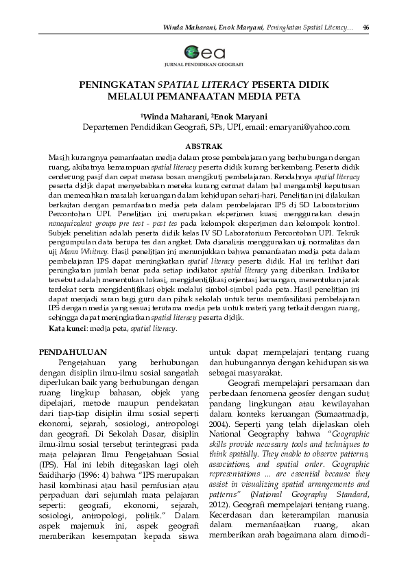 (PDF) Peningkatan Spatial Literacy Peserta Didik Melalui Pemanfaatan ...