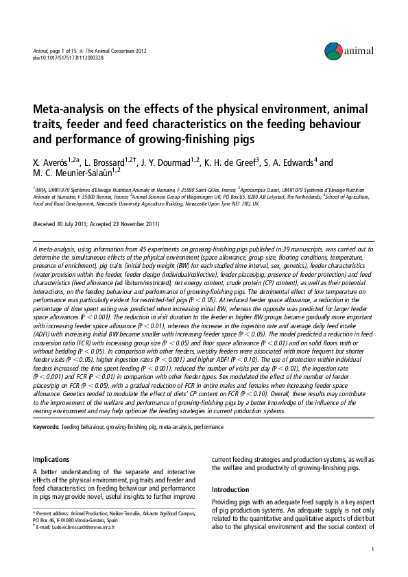 (PDF) Meta-analysis on the effects of the physical environment, animal ...