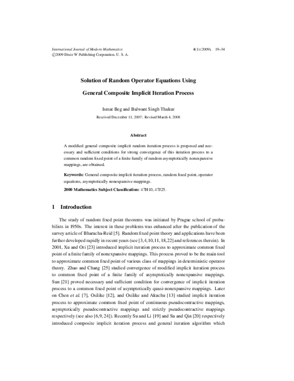 Pdf Solution Of Random Operator Equations Using General Composite