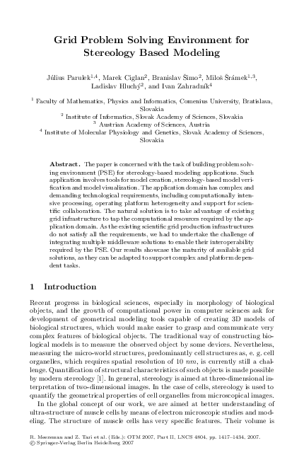 Pdf Grid Problem Solving Environment For Stereology Based Modeling