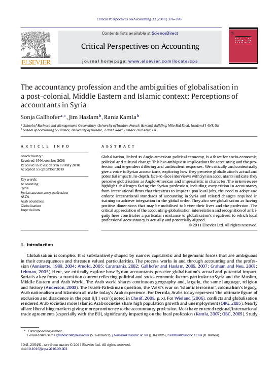 (PDF) The accountancy profession and the ambiguities of globalisation ...