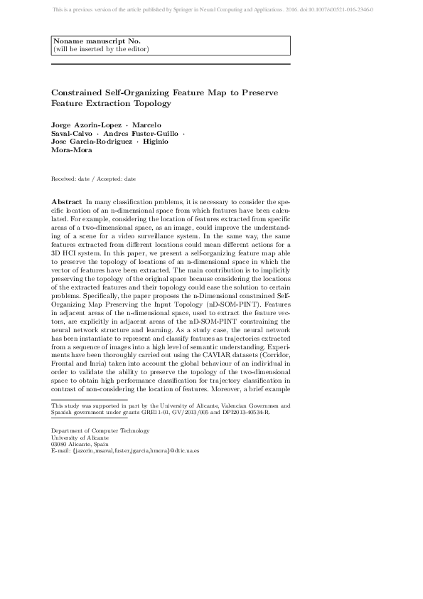 (PDF) Constrained self-organizing feature map to preserve feature extraction topology
