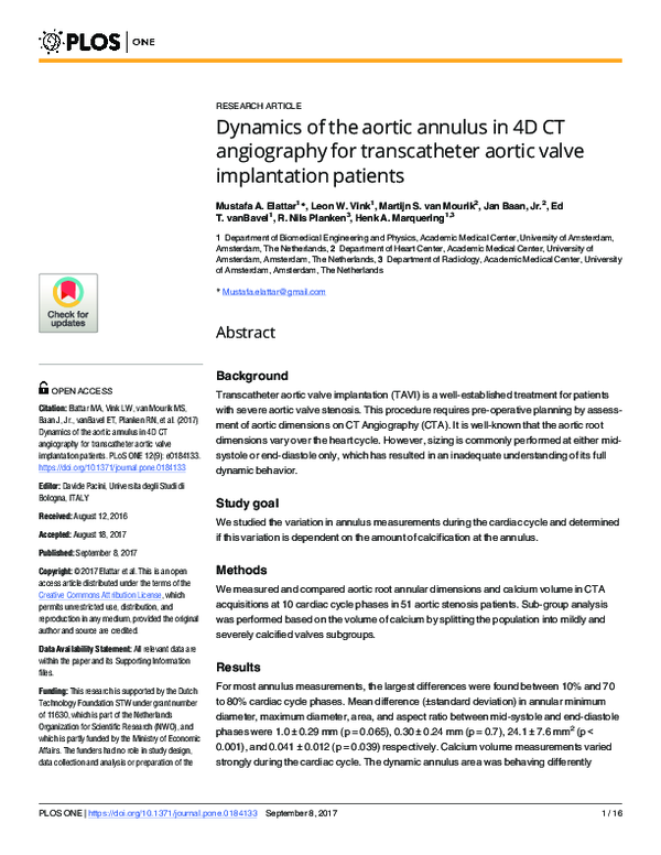 (PDF) Dynamics of the aortic annulus in 4D CT angiography for ...
