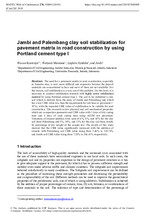 (PDF) Jambi and Palembang clay soil stabilization for pavement matrix ...