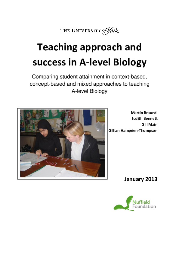 (PDF) Teaching approach and success in A-level biology: comparing ...