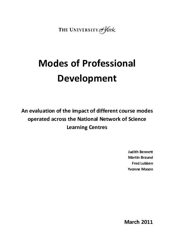 (PDF) Modes of Professional Development An evaluation of the impact of ...