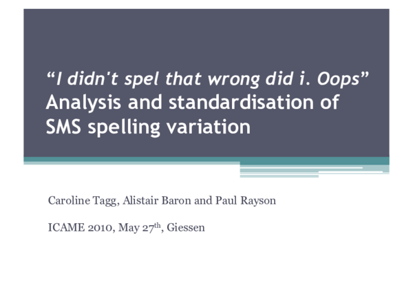 (PDF) I didn't spel that wrong did i. Oops'': Analysis and ...