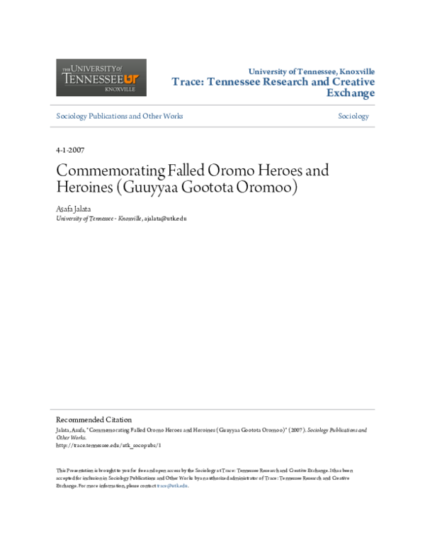 (PDF) COMMEMORATING FALLEN OROMO HEROES AND HEROINES (Guuyyaa Gootota ...