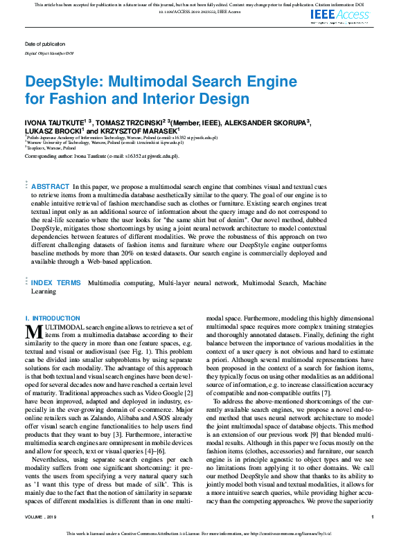 (PDF) DeepStyle: Multimodal Search Engine for Fashion and Interior Design