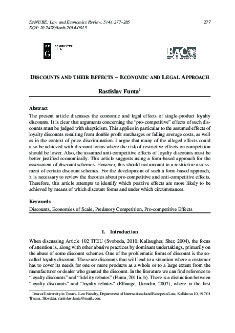 (PDF) Discounts and their Effects - Economic and Legal Approach