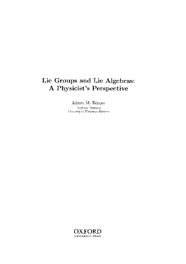 (PDF) Lie Groups and Lie Algebras