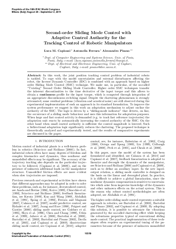 (PDF) Second-Order Sliding Mode Control with Adaptive Control Authority for the Tracking Control ...