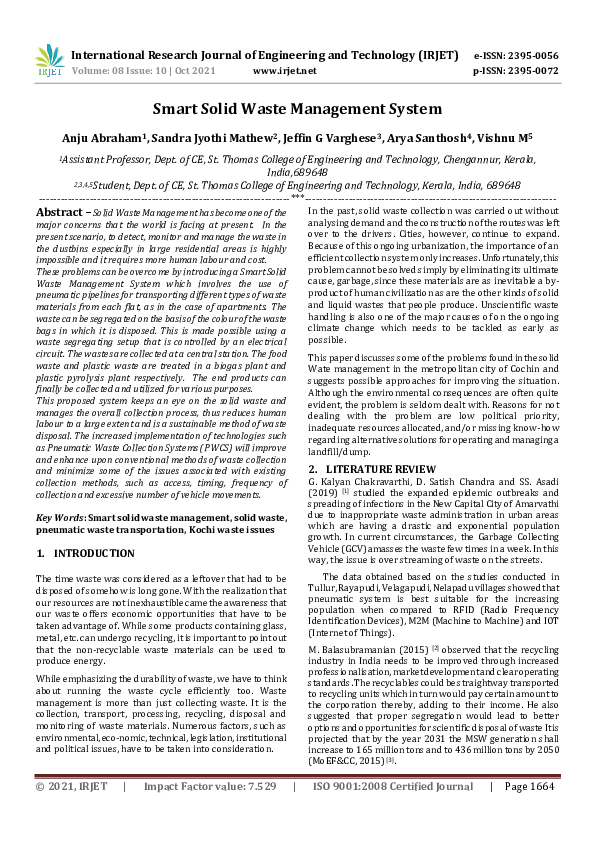 (PDF) IRJET- Smart Solid Waste Management System