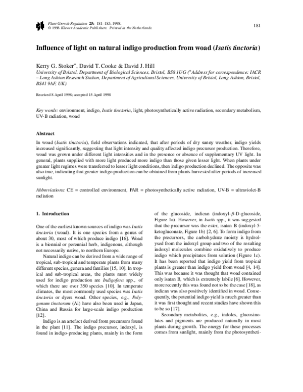 (PDF) Influence of light on natural indigo production from woad (Isatis ...