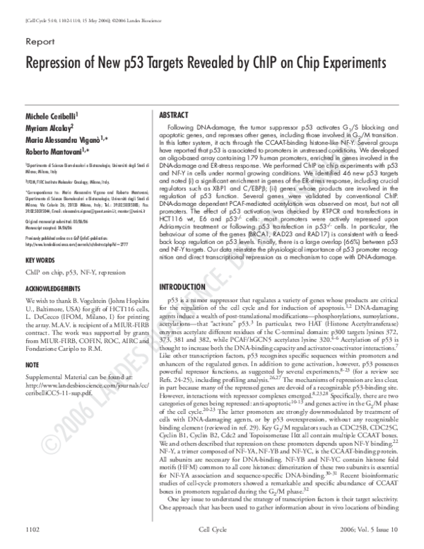 (PDF) Repression of New p53 Targets Revealed by ChIP on Chip Experiments