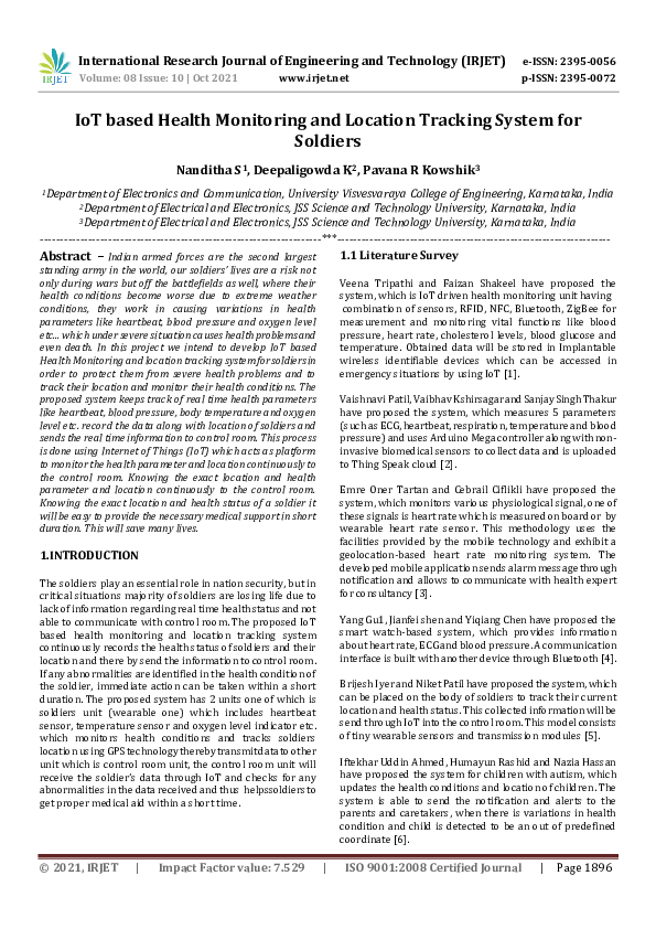 (PDF) IRJET-IoT based Health Monitoring and Location Tracking System ...