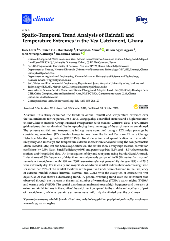 Pdf Spatio Temporal Trend Analysis Of Rainfall And Temperature