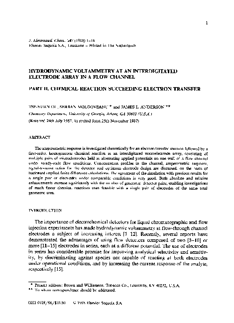 (PDF) Hydrodynamic voltammetry at an interdigitated electrode array in ...