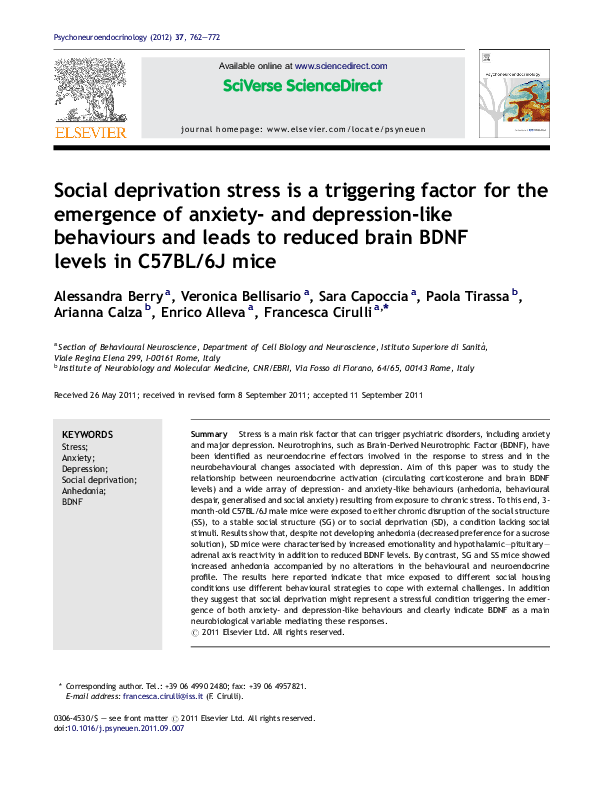 (PDF) Social deprivation stress is a triggering factor for the ...