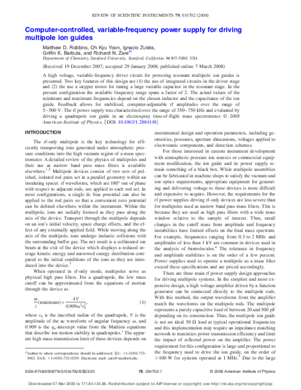(PDF) Computer-controlled, variable-frequency power supply for driving ...