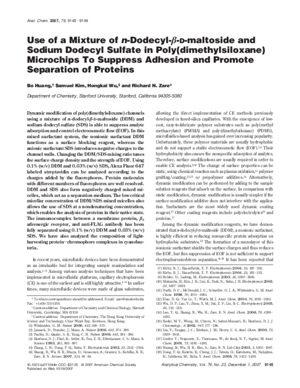 (PDF) Use of a Mixture of n -Dodecyl-β- d -maltoside and Sodium Dodecyl ...