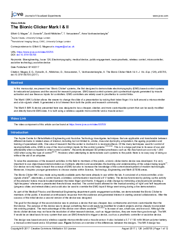 (PDF) The Bionic Clicker Mark I & II