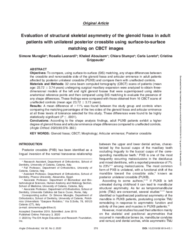 (PDF) Evaluation of structural skeletal asymmetry of the glenoid fossa ...