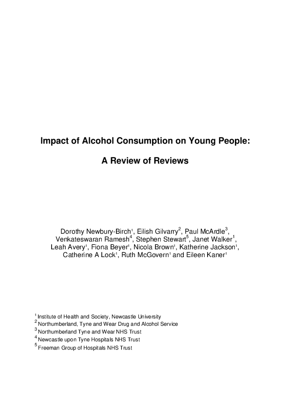 (PDF) Impact of alcohol consumption on young people: A review of ...