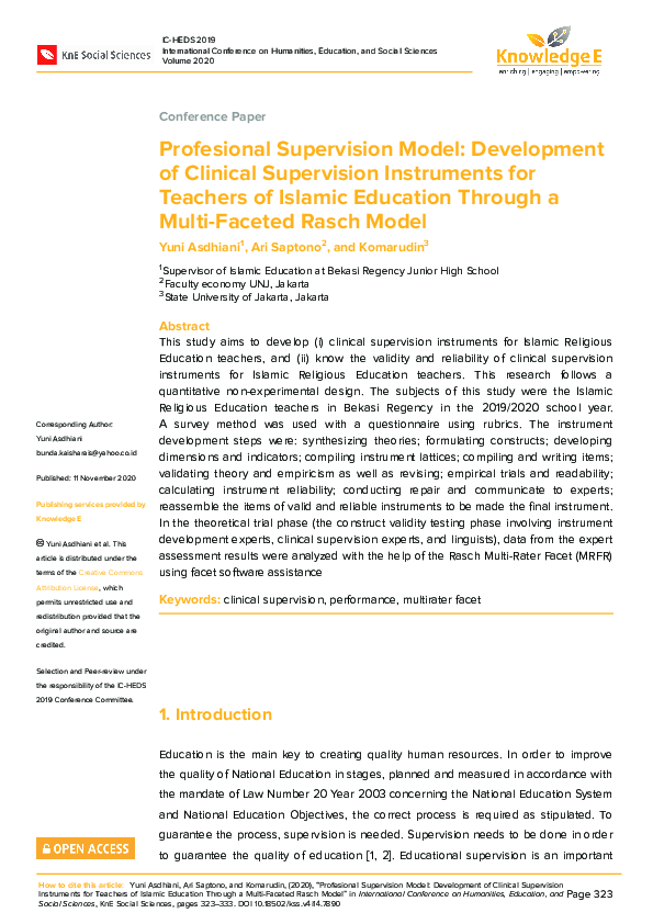 (PDF) Profesional Supervision Model: Development of Clinical ...
