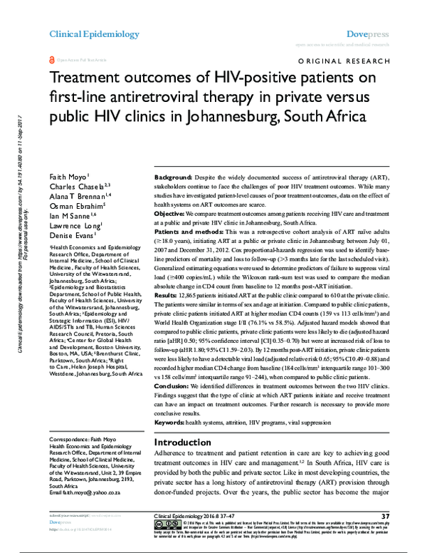 (PDF) Treatment outcomes of HIV-positive patients on first-line ...
