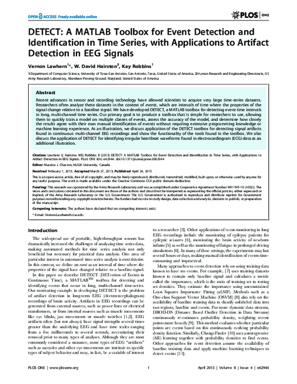 Pdf Detect A Matlab Toolbox For Event Detection And Identification In Time Series With