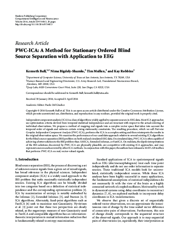 Pdf Pwc Ica A Method For Stationary Ordered Blind Source Separation