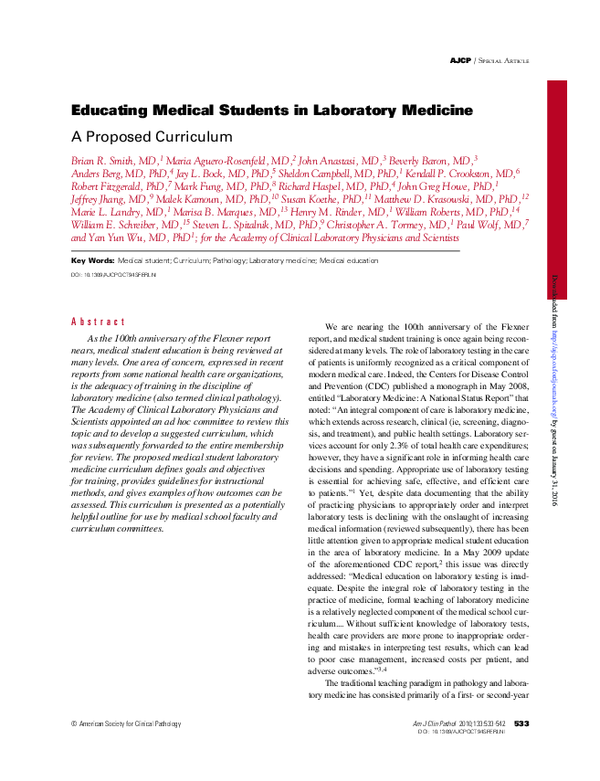 (PDF) 2010 Educating Medical Students in Laboratory Medicine A Proposed ...