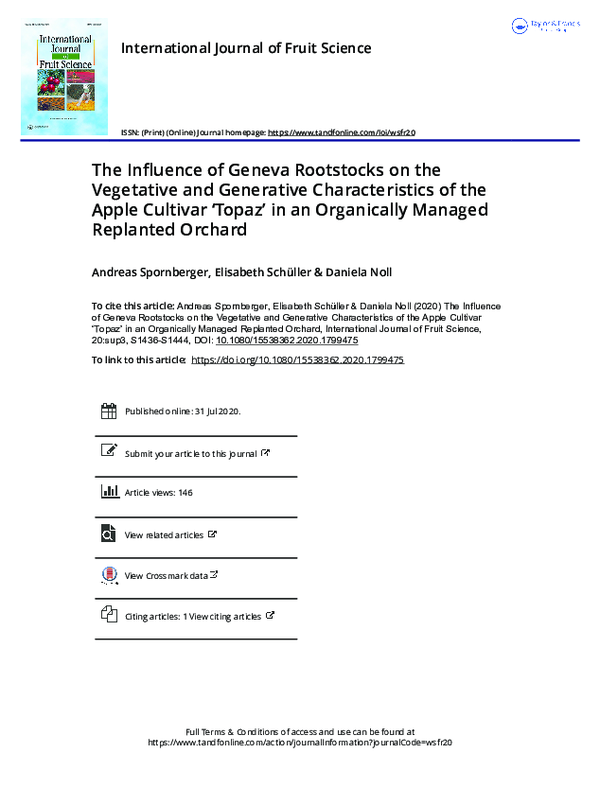 (PDF) The Influence of Geneva Rootstocks on the Vegetative and ...