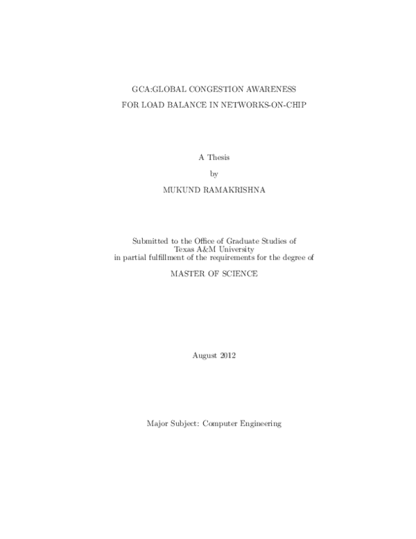 (PDF) GCA: Global congestion awareness for load balance in networks-on-chip