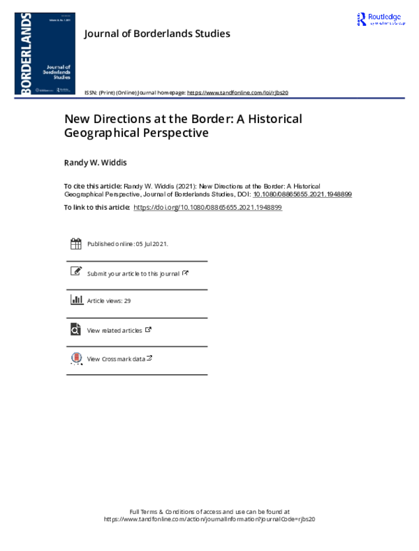 (PDF) New Directions at the Border: A Historical Geographical Perspective