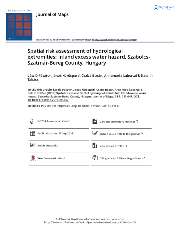 (PDF) Spatial risk assessment of hydrological extremities: Inland excess water hazard, Szabolcs ...