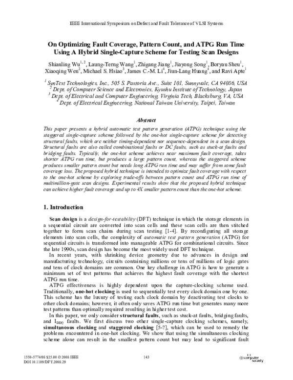 Pdf On Optimizing Fault Coverage Pattern Count And Atpg Run Time