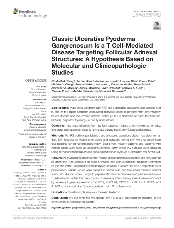(PDF) Classic Ulcerative Pyoderma Gangrenosum Is a T Cell-Mediated Disease Targeting Follicular ...