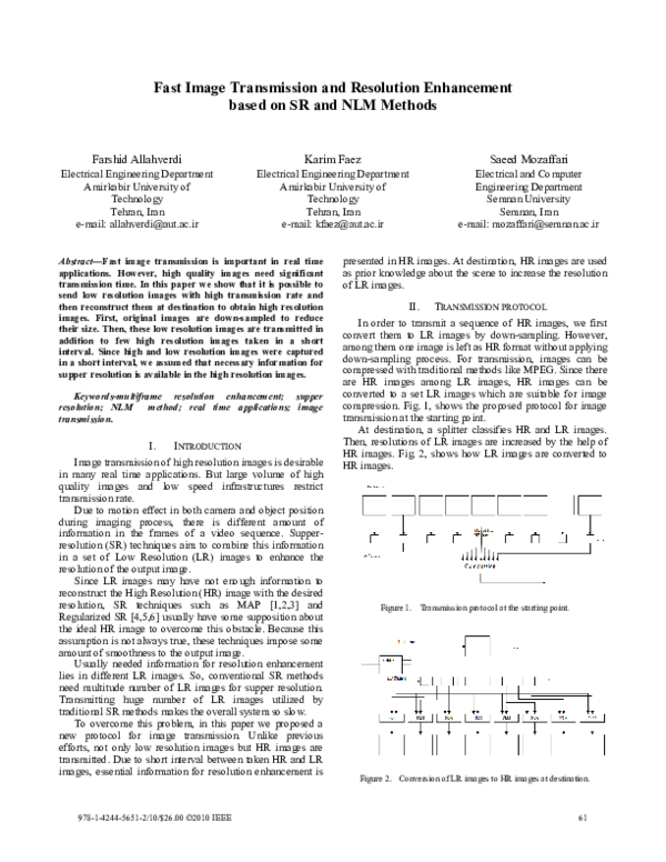 (PDF) Fast image transmission and resolution enhancement based on SR ...