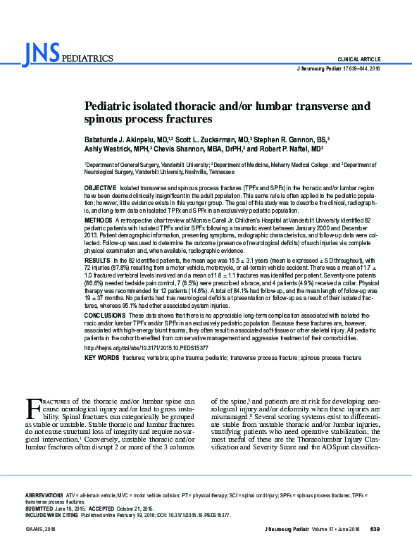 (PDF) Pediatric isolated thoracic and/or lumbar transverse and spinous ...