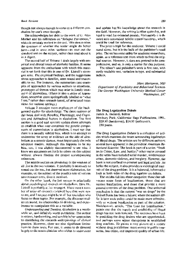 (PDF) The drug legalization debate