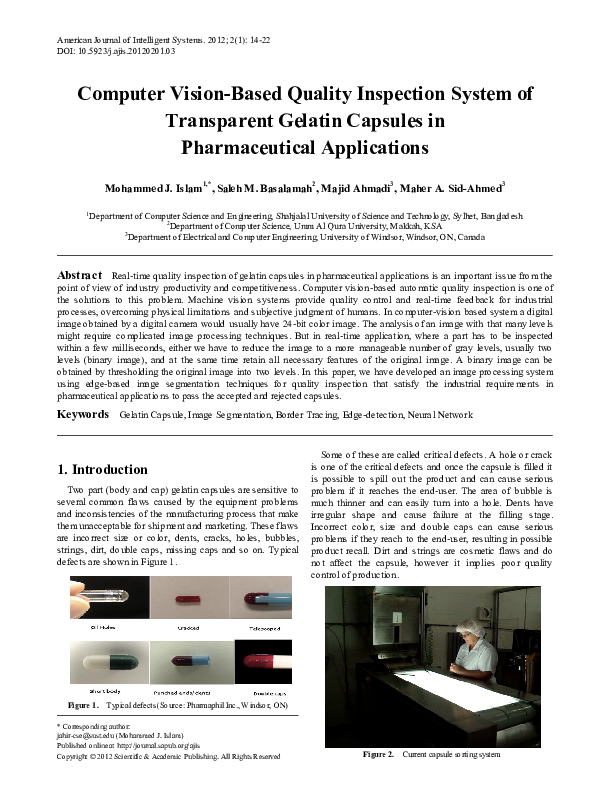 (PDF) Computer Vision-Based Quality Inspection System of Transparent ...