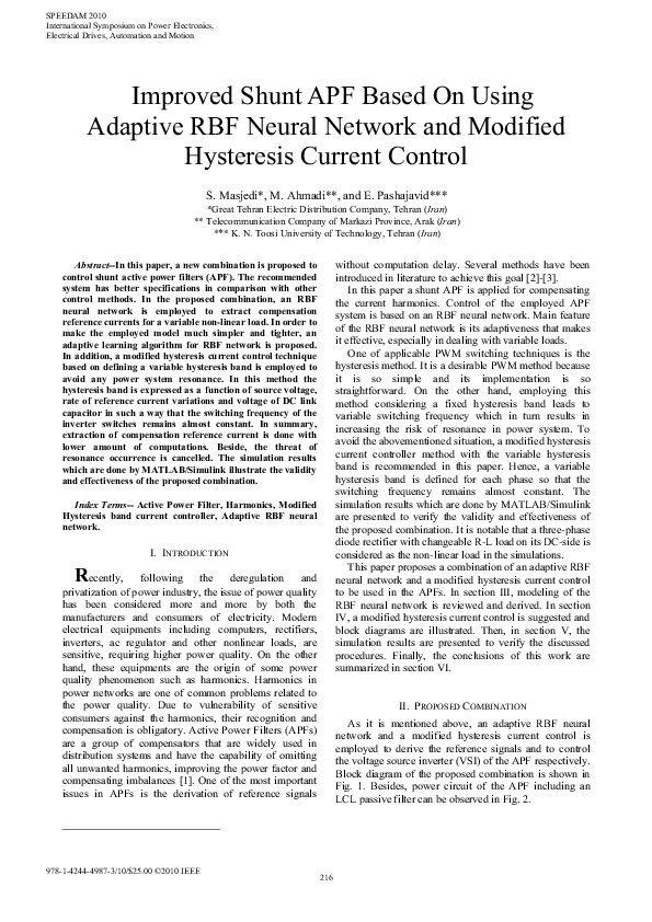 (PDF) Improved shunt APF based on using adaptive RBF neural network and modified hysteresis ...