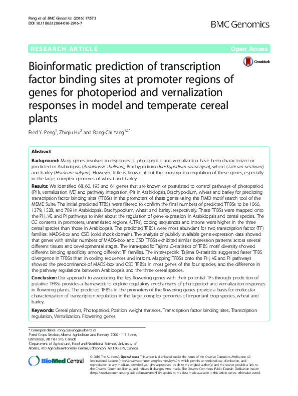 Pdf Bioinformatic Prediction Of Transcription Factor Binding Sites At